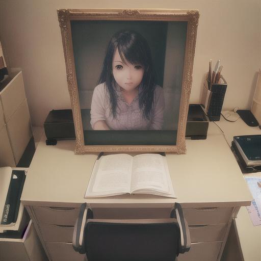 picture frame on desk in office