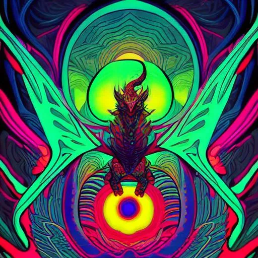 psychedelic artwork with colorful birds and hearts,... | OpenArt