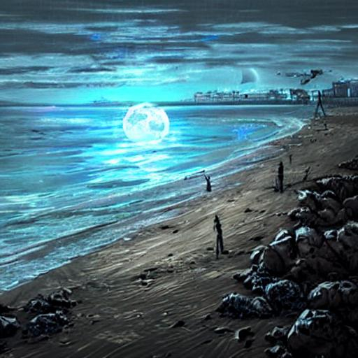 beach cyberpunk moon | OpenArt