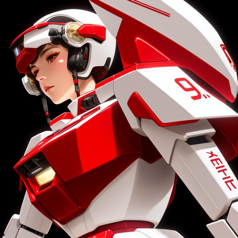 delicate metallic red and white full-body Gundam, de... | OpenArt