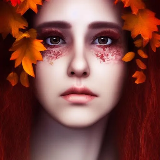 a realistic beautiful autumn queen, headshot, close... | OpenArt