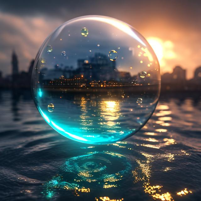 A phantom bubbles floats in the dark space, the circ...