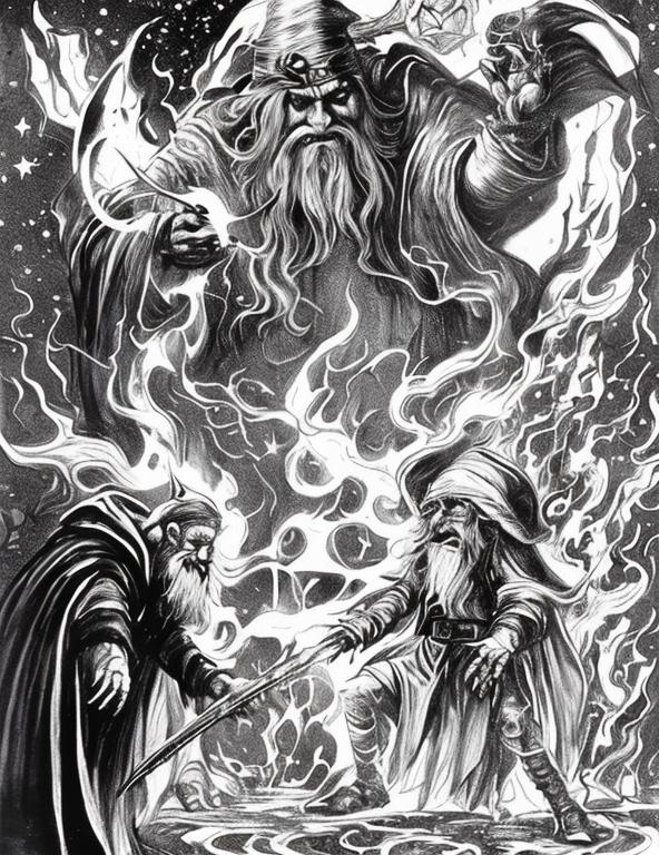 Black and white 1970s fantasy, pulp, dungeons and dr... | OpenArt