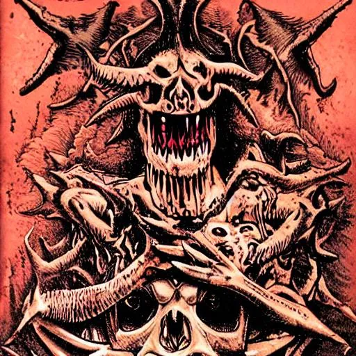a satanic devil eating humans all bloody and full of... | OpenArt