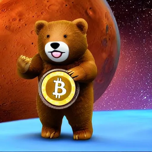 A bear character moving to Mars on a spaceship with... | OpenArt