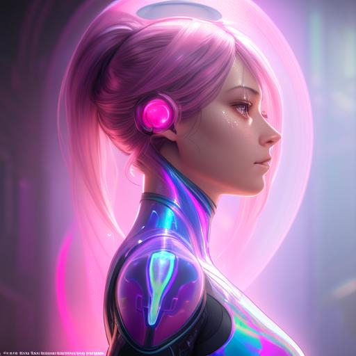 ai, holographic, pink see through, cortana from the... | OpenArt