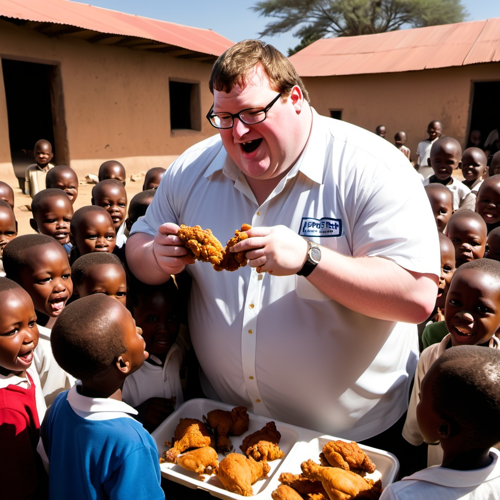 peter griffin feeding fried chicken to kids in africa