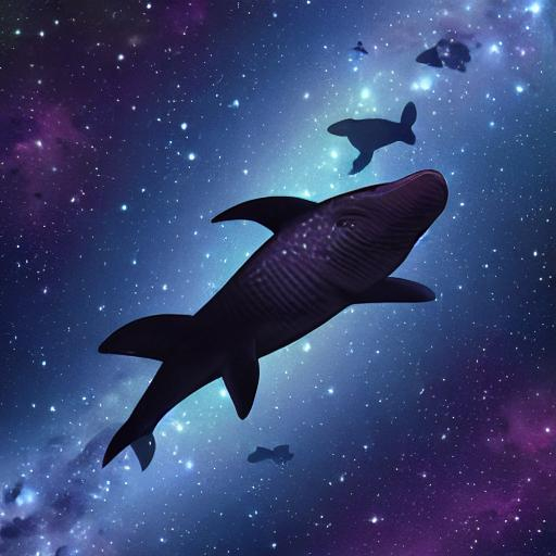 Two space whales, giant whales in space, facing came... | OpenArt