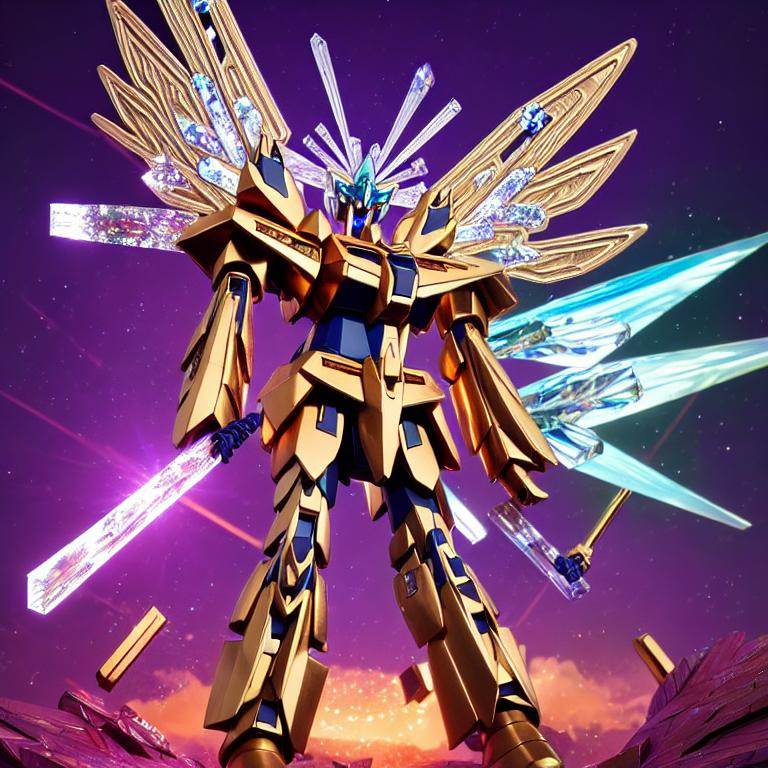 highly detailed godly supreme crystal gundam with bi... | OpenArt