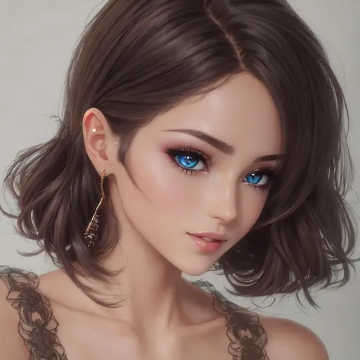 semi-realistic anime girl, skin highlights, hair hig...