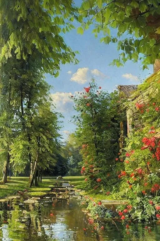 Oil painting by Peder Mork Monsted.