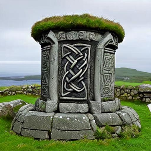 Ancient round Irish Celtic druid temple stone