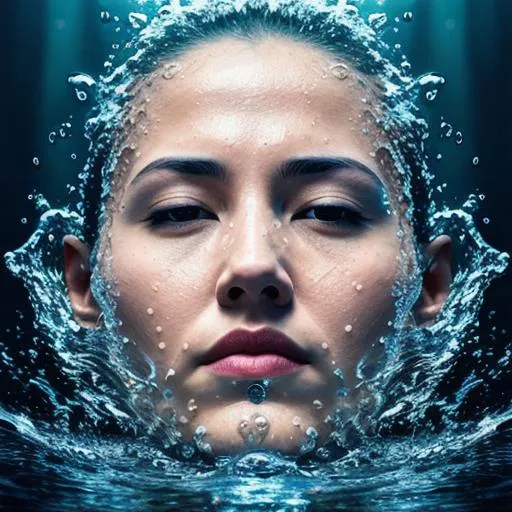 a water artwork manipulation in the shape of a human...