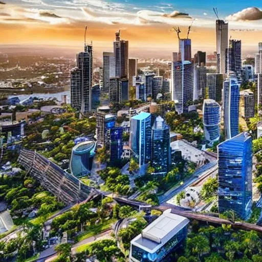 Futuristic Brisbane as a green, sustainable city usi...