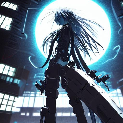 android girl, anime , metallic sky animated, metall... | OpenArt
