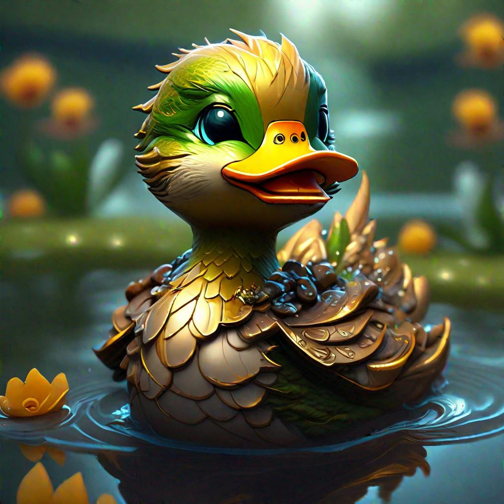 ("portrait of an adorable chibi duck dragon floating...