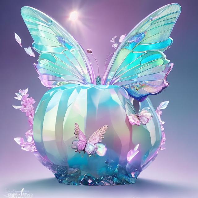 Visualize an ethereal opalescent crystal apple with... | OpenArt