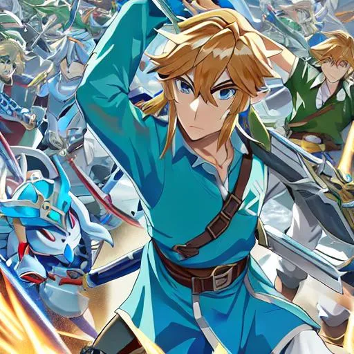link with the master sword on his back in its sheath...