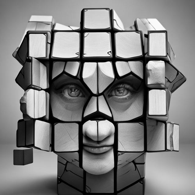 A human face made from a rubix cube, portrait, 3d ar... | OpenArt
