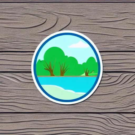 Die-cut sticker, Cute kawaii sticker, a river in the... | OpenArt