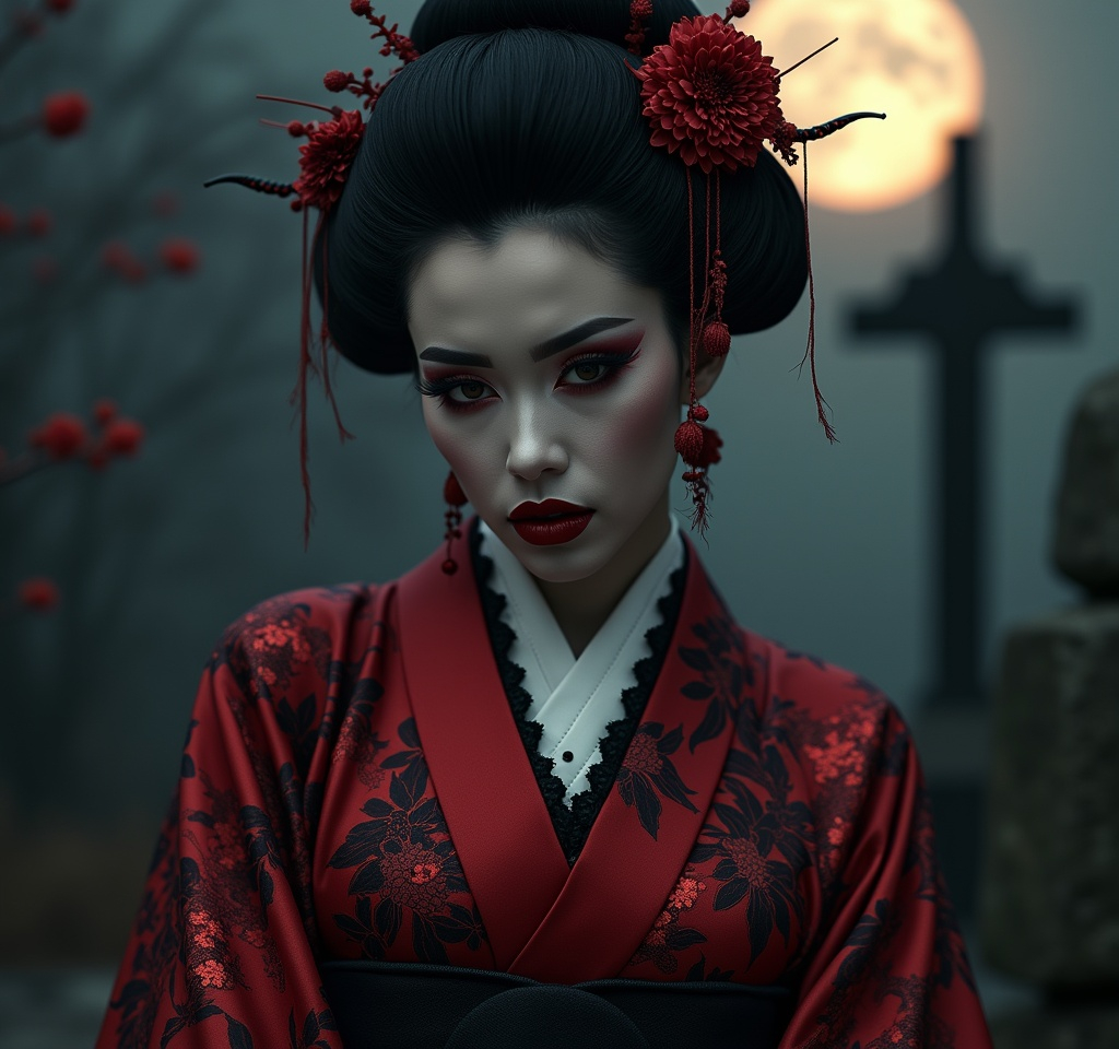 (Gorgeous, muscular, goth, geisha, drag queen bodyb...