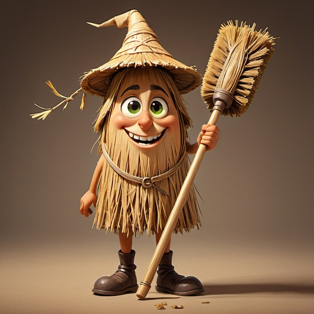Broom (animated character): A traditional straw bro...
