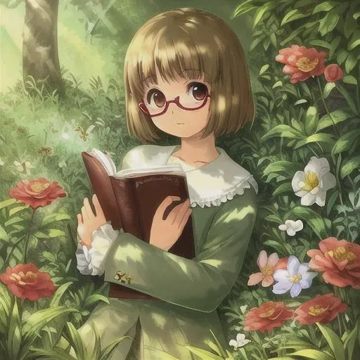 Girl sleep on books.anime style | OpenArt