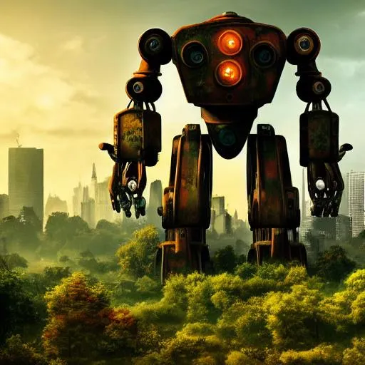 anime art. studio ghibli art. an plain evil robotic... | OpenArt