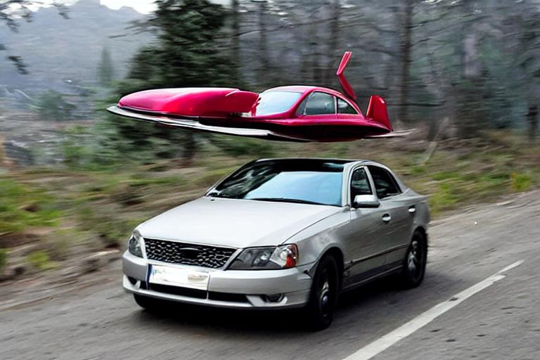a car flying