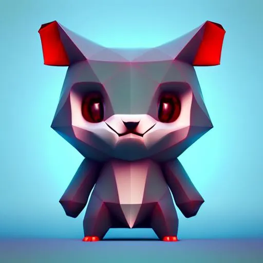 kawaii low poly {creature} character, 3d isometric r...