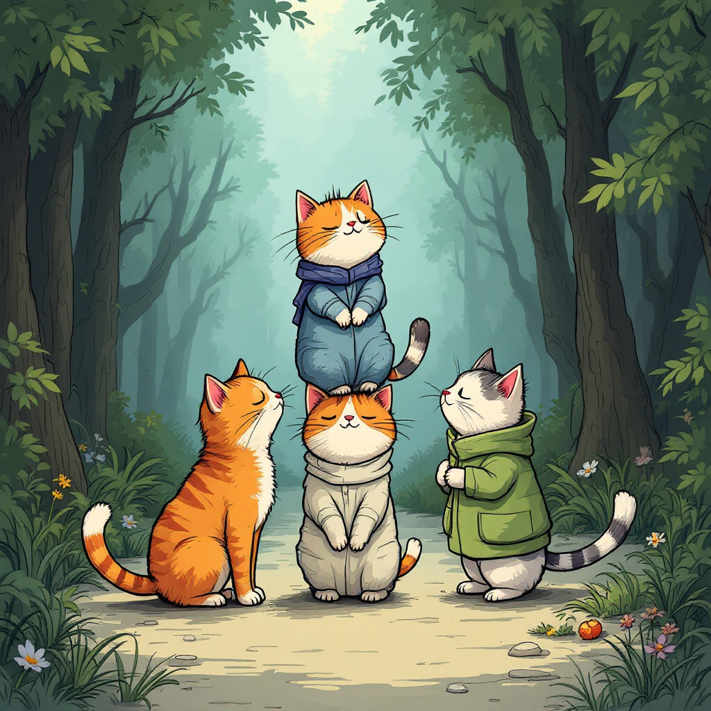 stacking cats cartoon