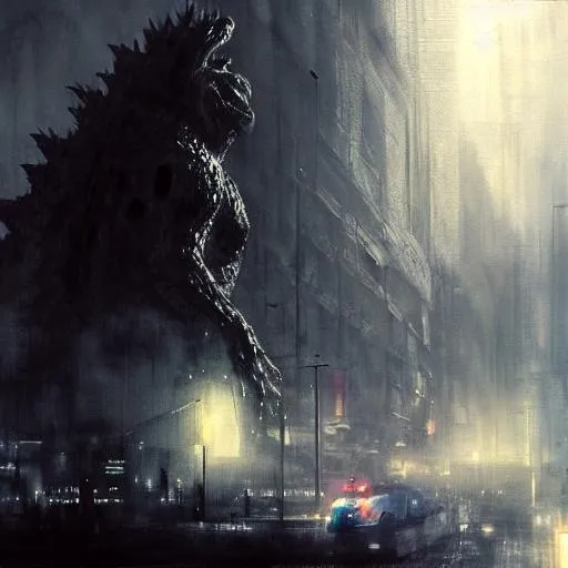 godzilla by jeremy mann, dark cyberpunk style | OpenArt