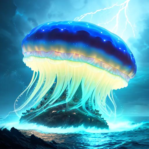 gigantic monstrosity jellyfish sea monster, highly d...