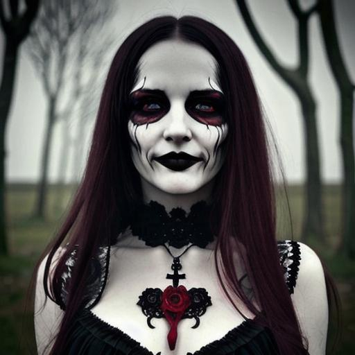 A beautiful woman,smile,undersun,gothic,staring,red-... | OpenArt