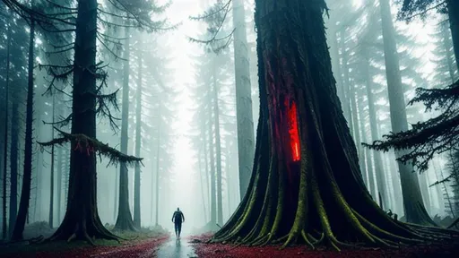 Man turning into a tree with plants reaching to him,...