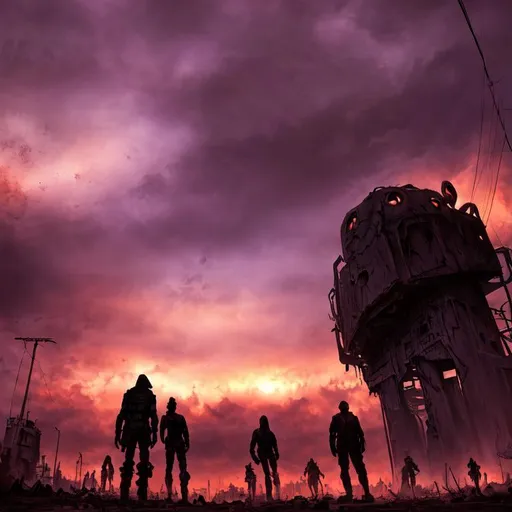 Dark ominous backdrop, apocalyptic wasteland, purple... | OpenArt