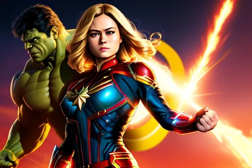 Zoomed out, long shot, Cinematic shot, Captain Marve...