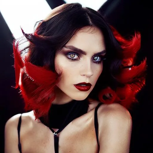 full body pose , demonic Man, black sclera, red and...