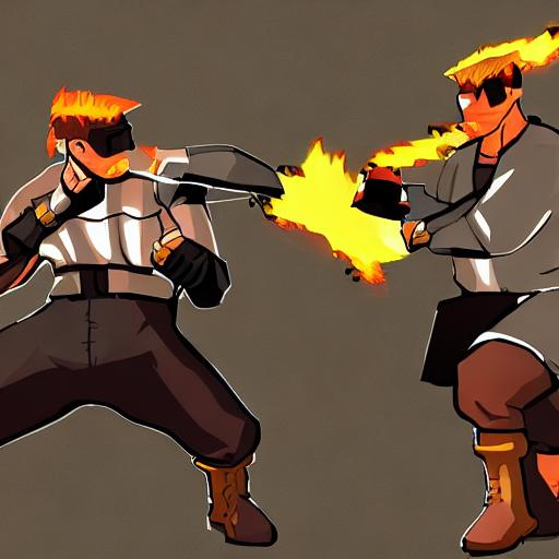 Team fortress two soldier fist fighting pyro, high q... | OpenArt