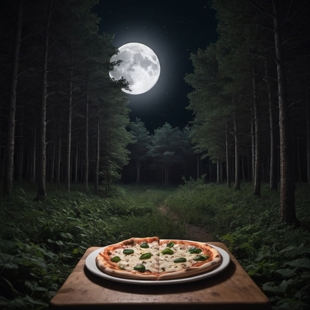 Forest at night pizza moon