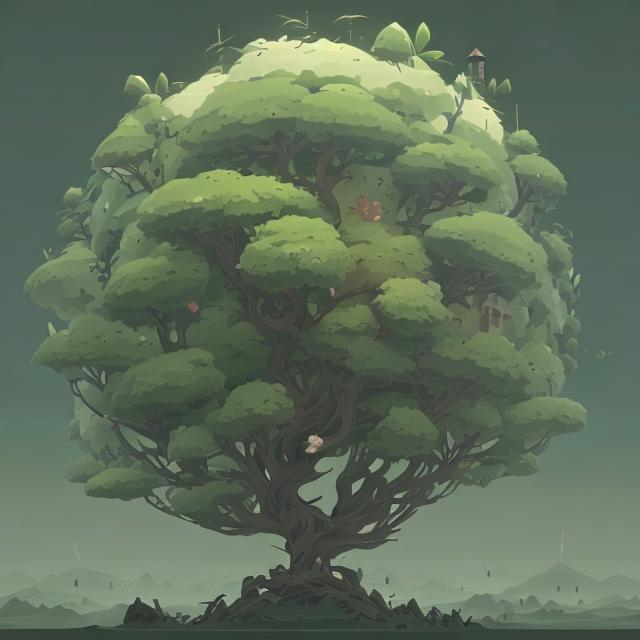 2d tree, 2d environment, 3d art, 2d art, amazing det...