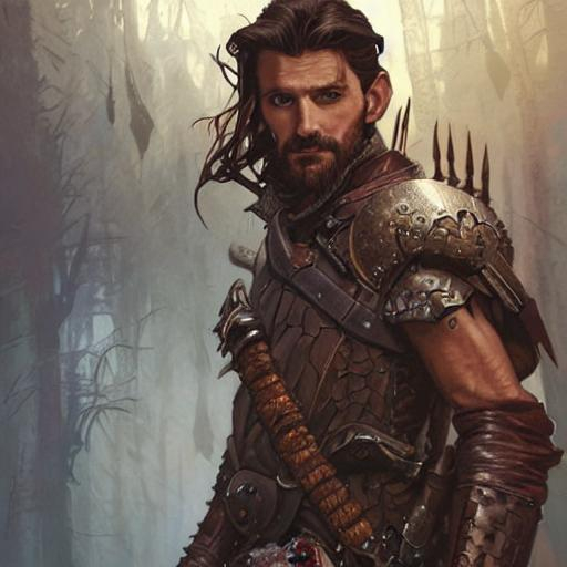 realistic portrait of a dnd male blood hunter, D&D,...