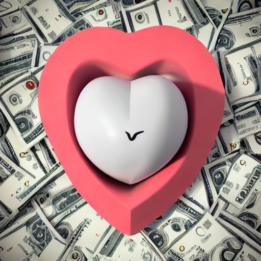 a cute heart with money inside, soft smooth lighting... | OpenArt