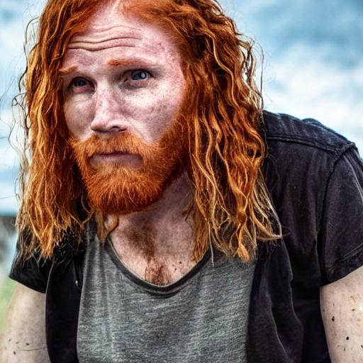 Portrait of a 32 year old man with long strawberry b... | OpenArt