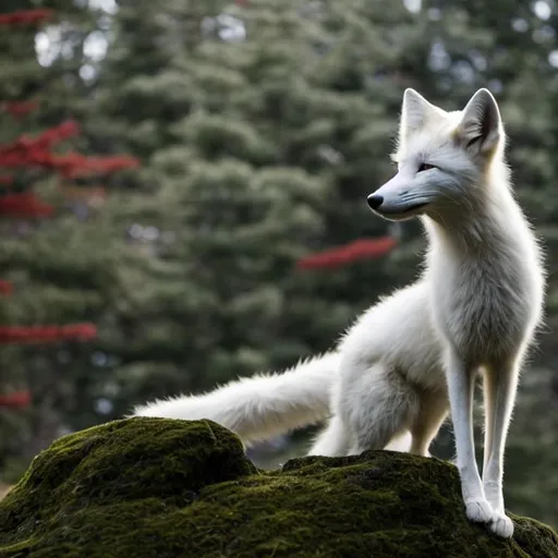 white fox with a blue hue background | OpenArt