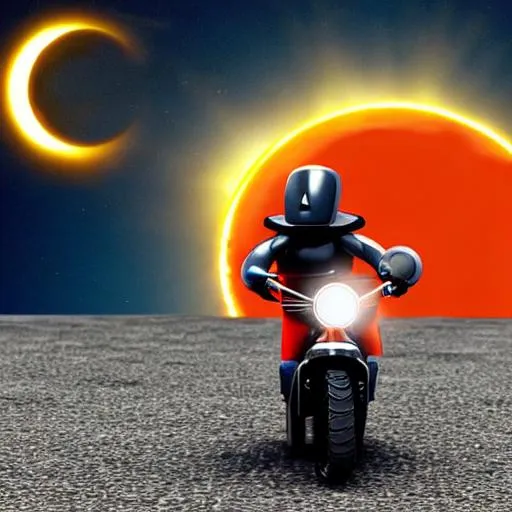 A person is riding their motorcycle on an alien planet | OpenArt