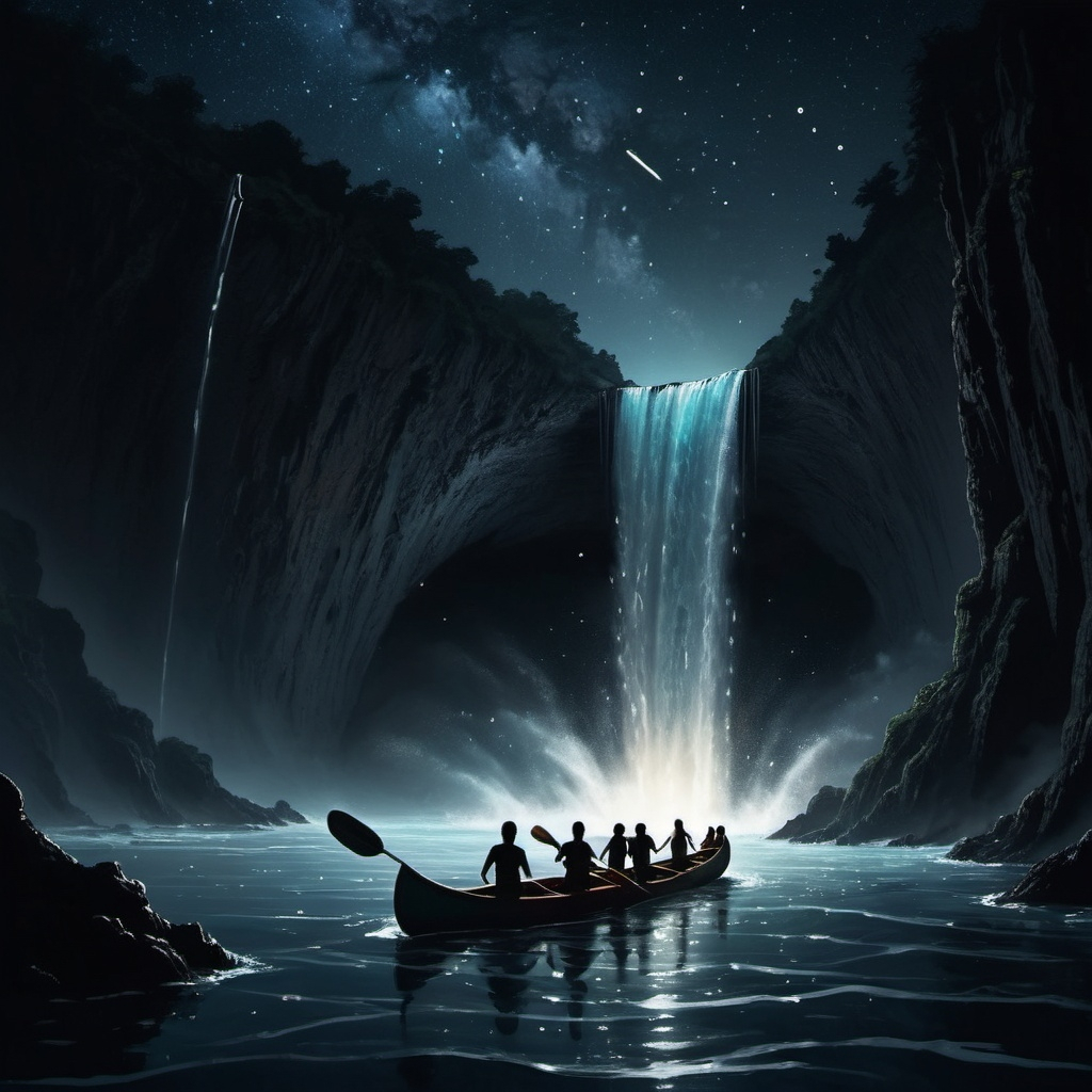 Ocean turns to a waterfall at the edge of the earth....