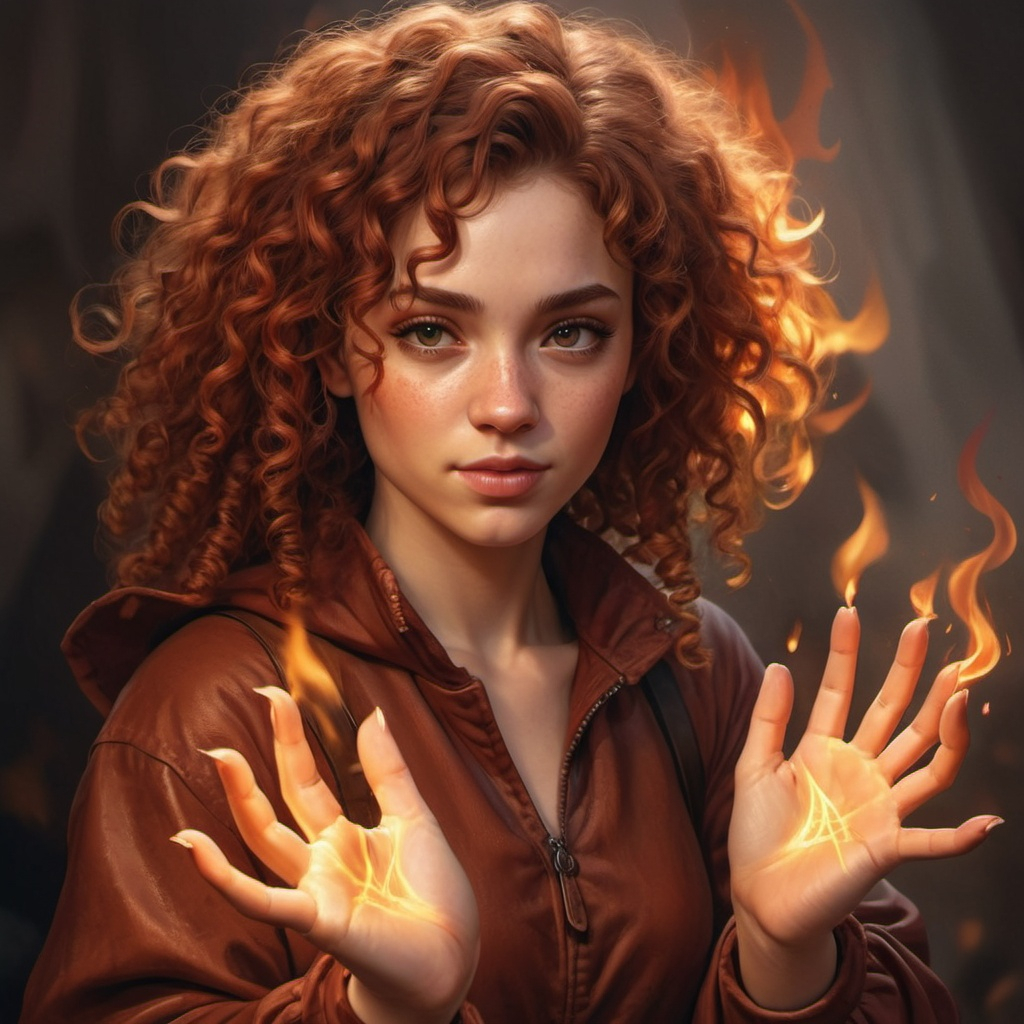 hyper-realistic female character with chestnut color...