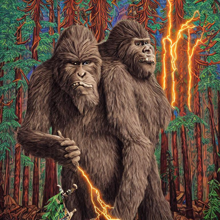 Bigfoot as a shaman tribal chief with feathers on he... | OpenArt