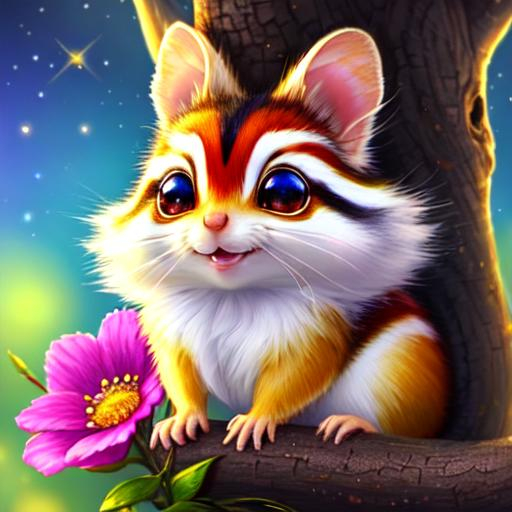 Glittering close up cute and adorable colorful chipm... | OpenArt